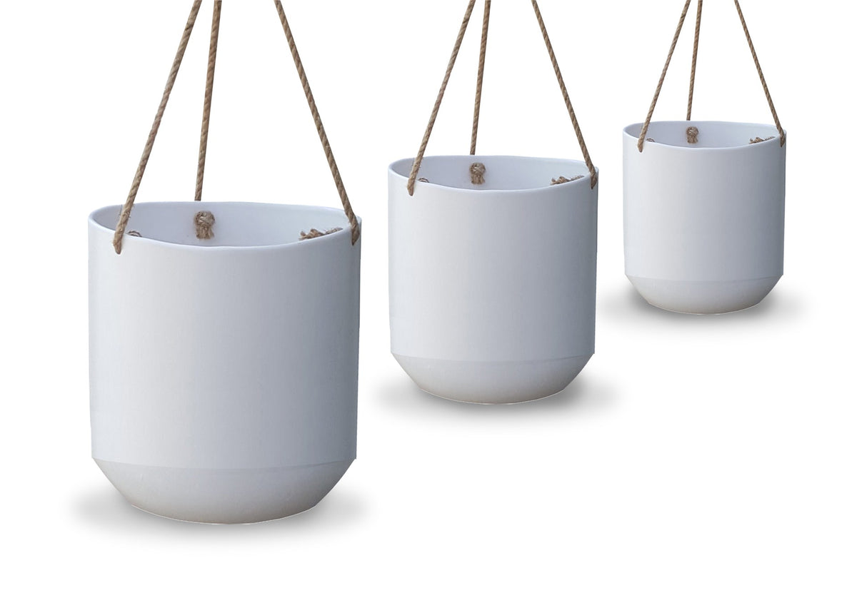 White Hanging Bucket Pot – Pondside Nursery